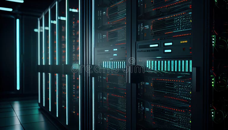 Data Center Computer Racks in Network Security Serve. AI Generated ...