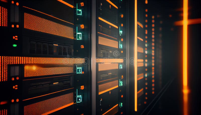 Data Center Computer Racks in Network Security Serve. AI Generated ...