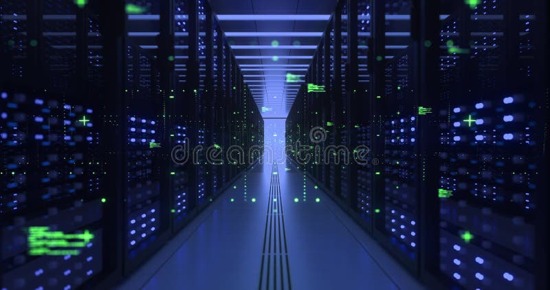 Data Center Computer Racks in Network Security Server Room ...