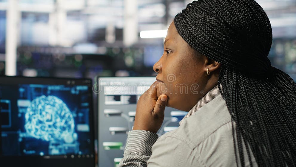 Data Center Computer Scientist Using AI Deep Learning Model Stock Photo ...