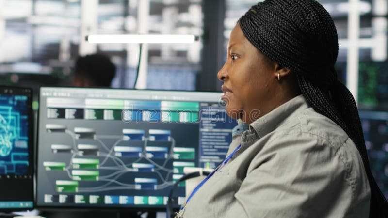 Data Center Computer Scientist Using AI Deep Learning Model Stock Video ...