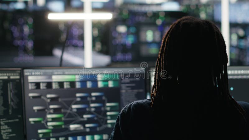 Data Center Computer Scientist Using Node Tree Software To Analyze Datasets Stock Video - Video ...