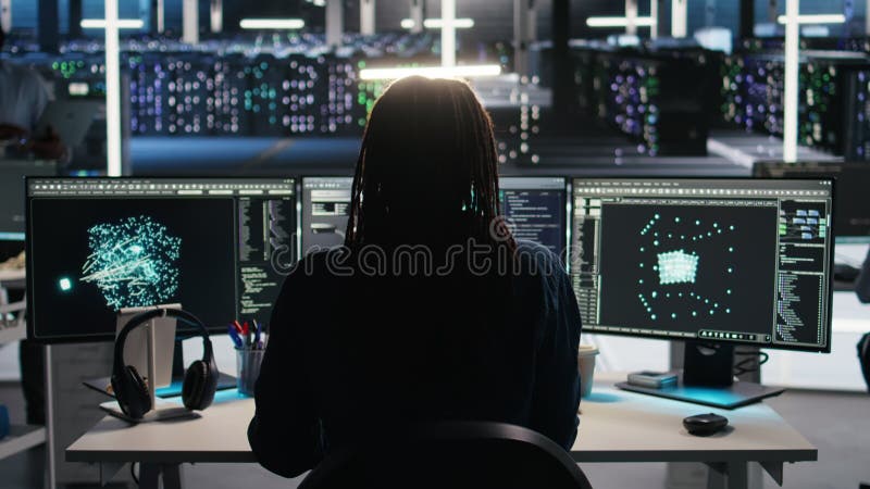 Data Center Computer Scientist Using Node Tree Software To Analyze