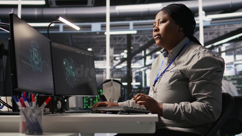 Data Center Computer Scientist Using PC To Monitor Artificial ...