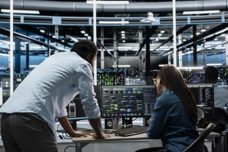 Computer Scientists Working in Data Center Used for Machine Learning Training Stock Image ...