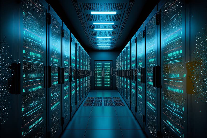 Data Center and Computer Servers. Created with Generative Ai Technology ...