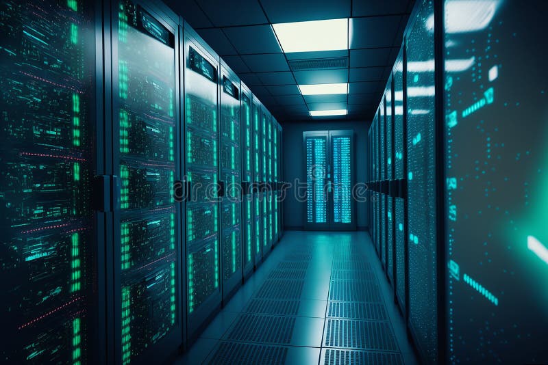 Data Center and Computer Servers. Created with Generative Ai Technology ...