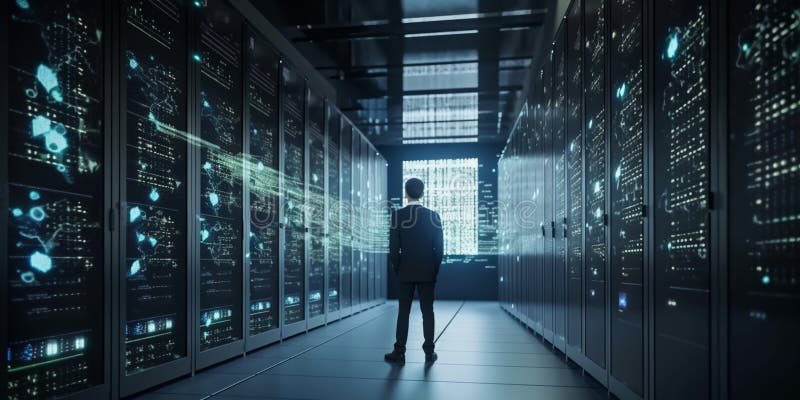 Data Center and Computer Servers. Created with Generative Ai Technology Stock Illustration ...