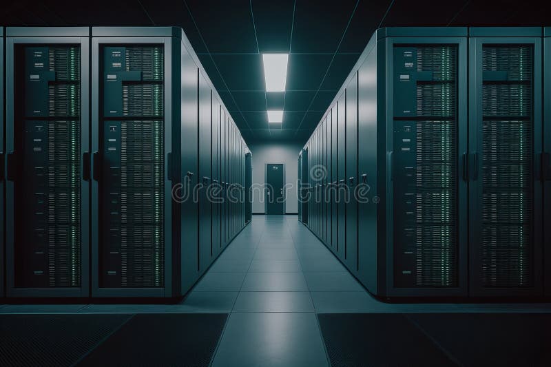 Data Center Computers Large Facility with Servers Storage. Illustration ...