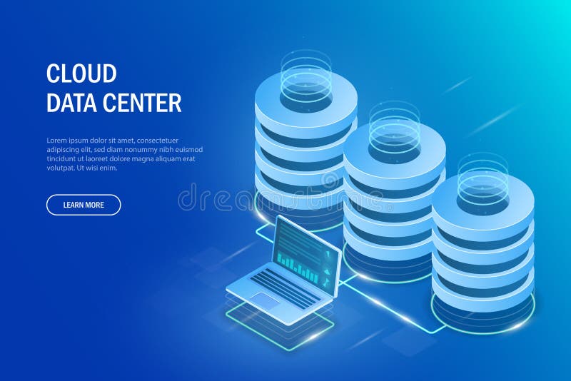 Data Center Concept. Cloud Storage, Data Transfer. Data Transmission ...