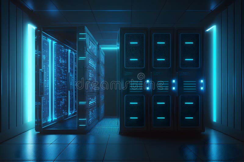 Data Center Concept - Rows of Server Racks Stock Illustration ...