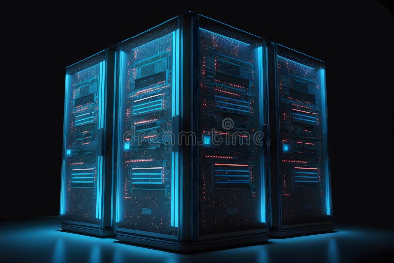 Data Center Concept - Server Racks with Light Bulbs Stock Illustration ...