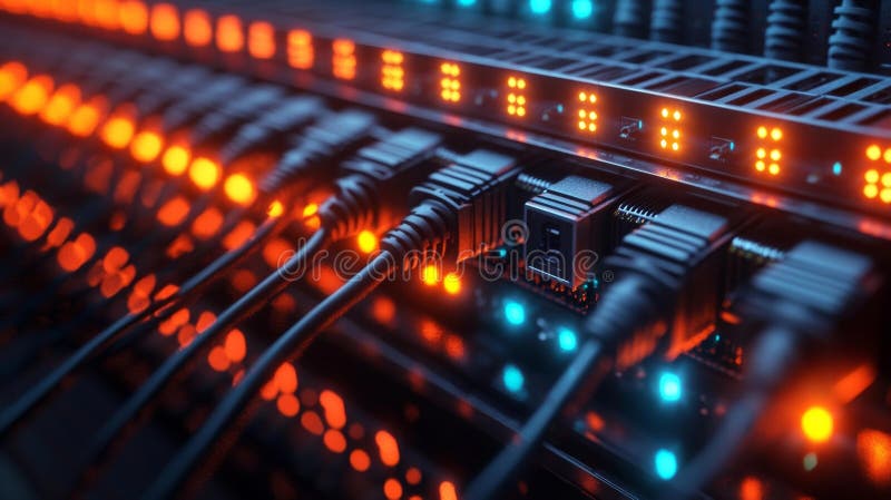 Data Center with Connected Servers Stock Illustration - Illustration of ...