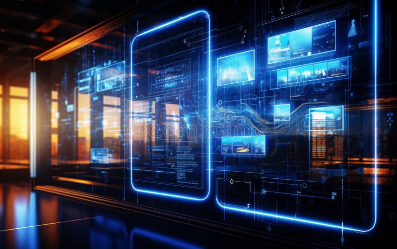 Data Center Control Room, View of Computers and Graphs. Stock ...