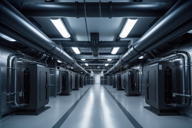 Data Center Cooling System with Pipes and Vents Stock Illustration ...