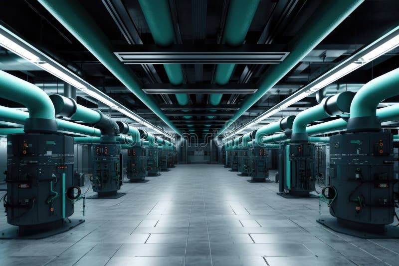 Data Center Cooling System with Pipes and Vents Stock Illustration ...