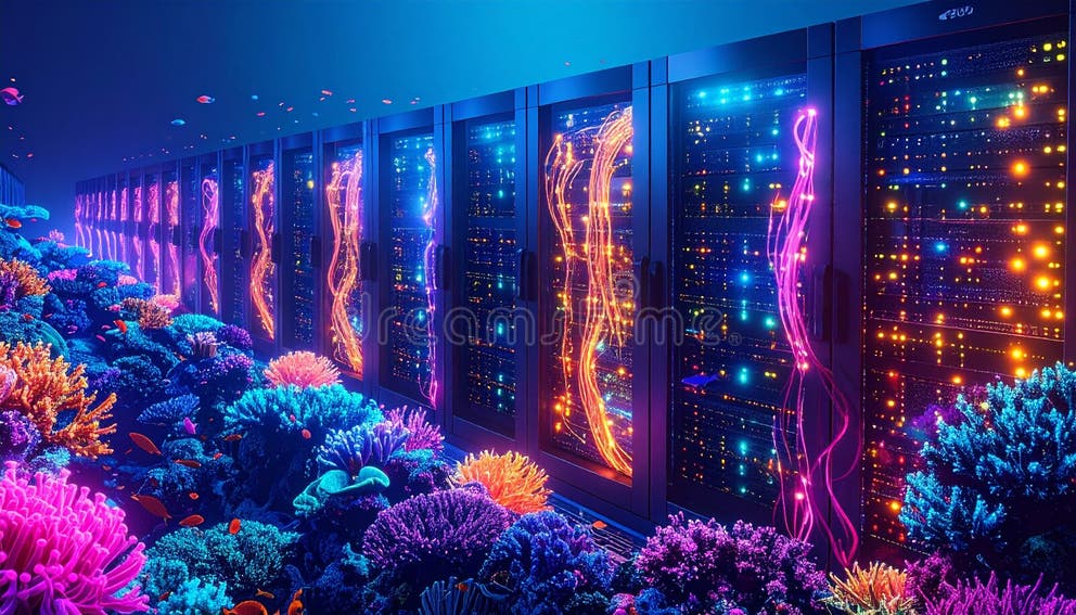 Data Center Coral Reef. Artificial Intelligence Concept. Generated Image Stock Photo - Image of ...
