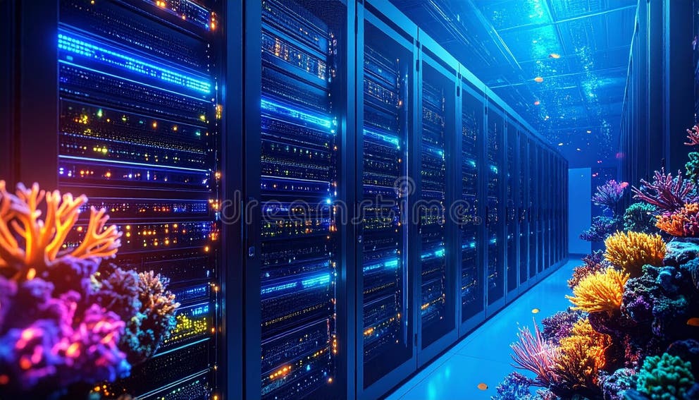 Data Center Coral Reef. Artificial Intelligence Concept. Generated Image Stock Photo - Image of ...