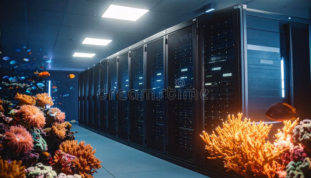 Data Center Coral Reef. Artificial Intelligence Concept. Generated Image Stock Photo - Image of ...