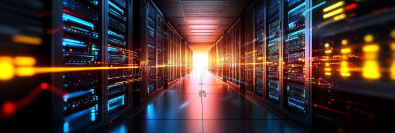 Data Center Corridor Glow Servers Technology Network Future Innovation ...
