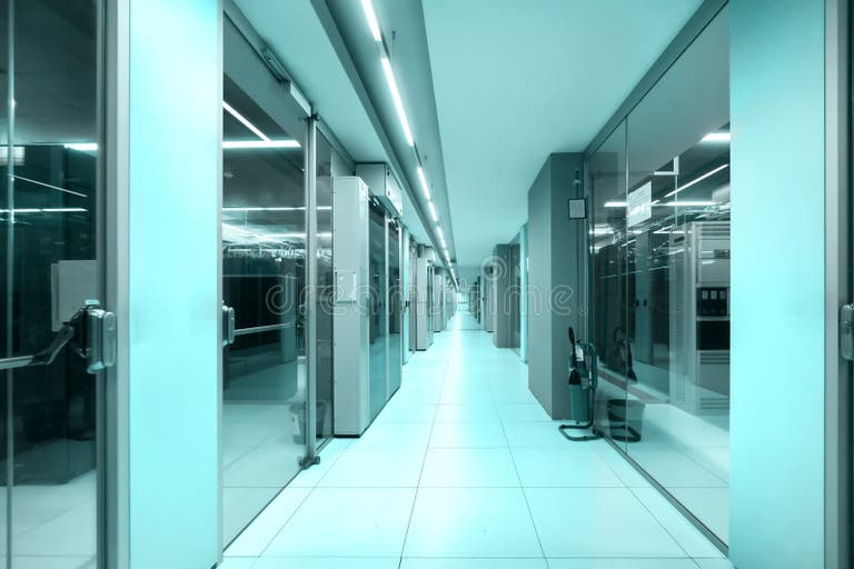 Data Center Corridor, Technology Concept Stock Photo - Image of blue ...