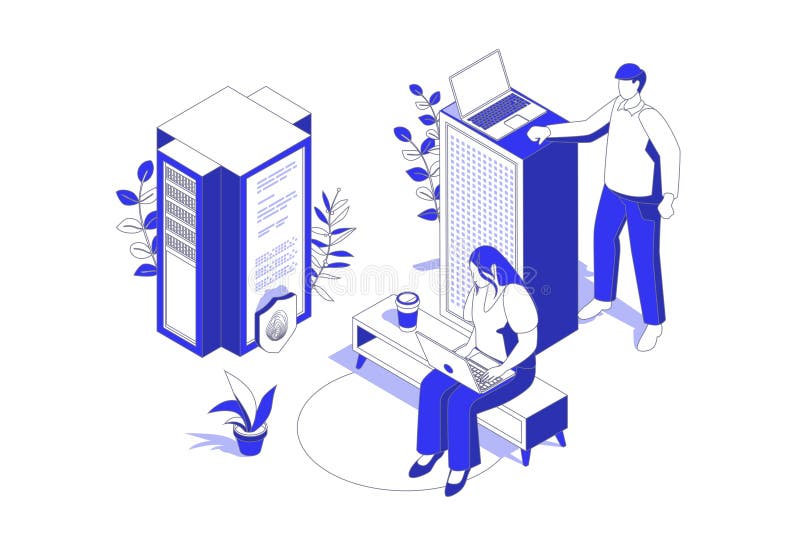 Data Center 3d Isometric Concept in Isometry Graphic Design for Web ...