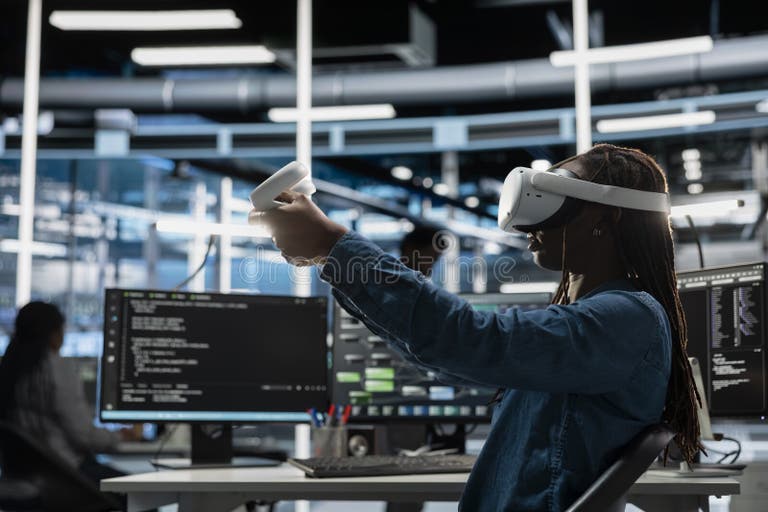 Data Center Developer Uses VR Headset and AI Technology for Machine Learning Stock Photo - Image ...
