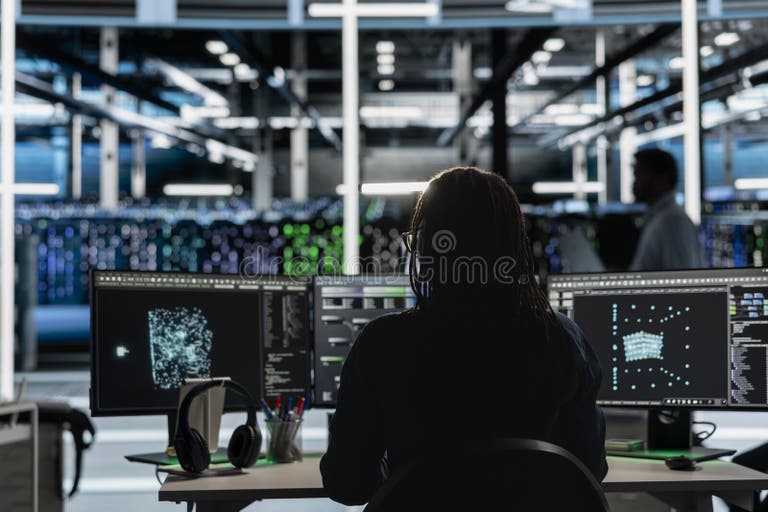 Data Center Developer Using AI Visualization Tools To Identify Errors Stock Photo - Image of ...