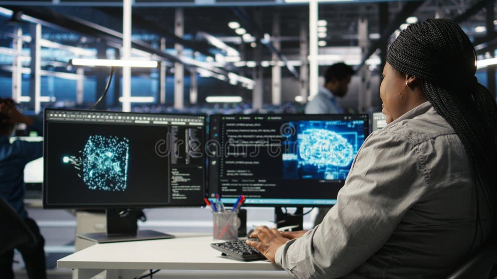 Data Center Employee Deploying AI Solutions Optimizing Equipment Stock Image - Image of expert ...