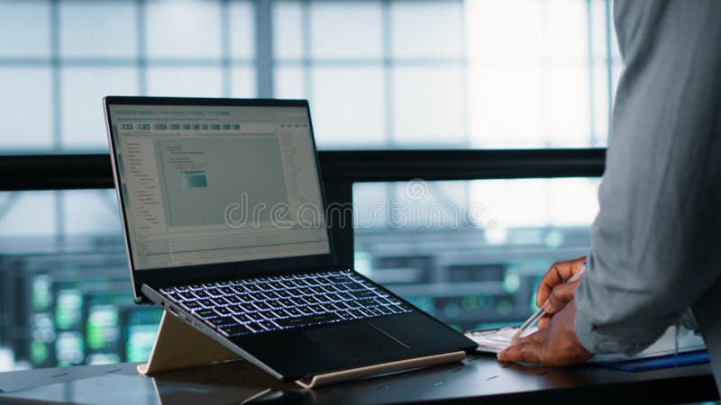 Data Center Engineer Coding on Notebook, Adjusting Power Settings Stock Footage - Video of ...