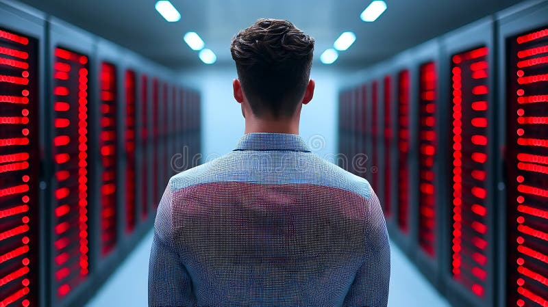 A Technician Checks Solar Panels in a Field at Sunset. Stock ...
