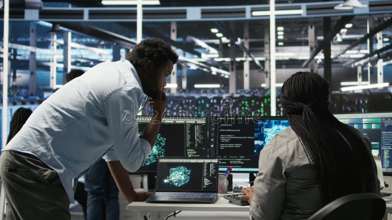 Data Center Engineering Team Uses Artificial Intelligence Deep Learning Models Stock Footage ...
