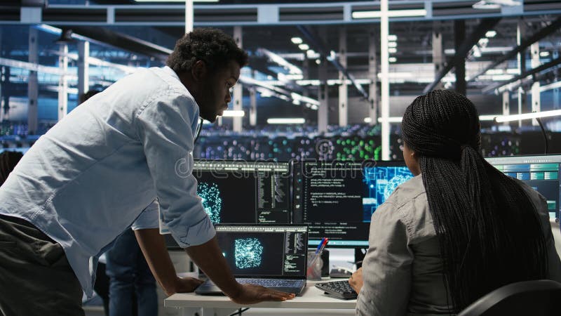 Data Center Engineering Team Uses Artificial Intelligence Deep Learning Models Stock Image ...