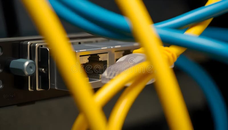 Data Center Equipment and Cables are Connected Together Visibly Stock ...