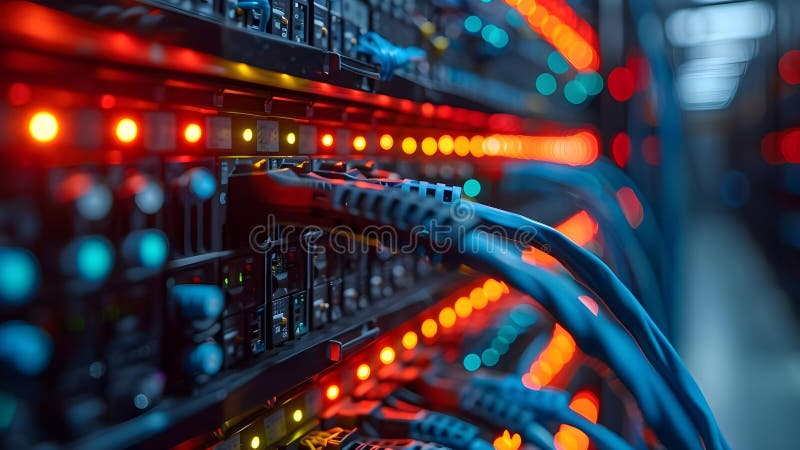 Data Center Equipment: Server Racks, Cables, and Fiber Optic Internet ...