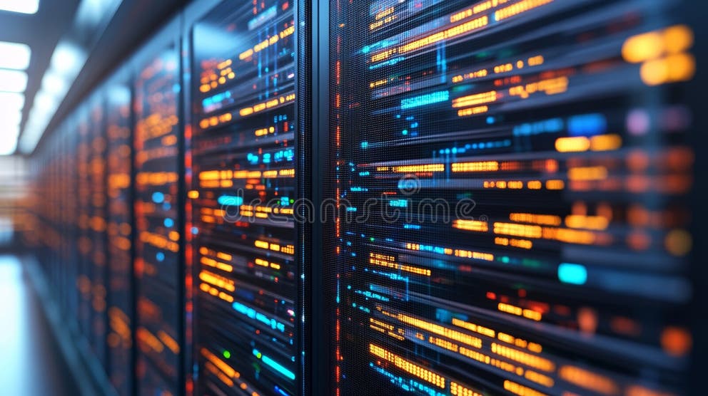 The Data Center Features a High-tech Setup with Modern Network ...