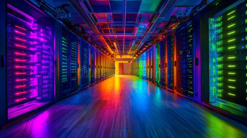 Data Center Fiber Cables Connect Servers To Network Hubs and Patch ...