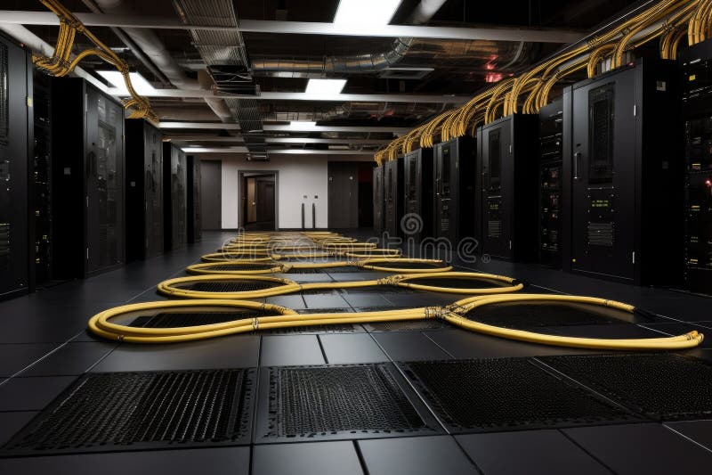 Data Center Floor with Cable Management System Stock Illustration ...