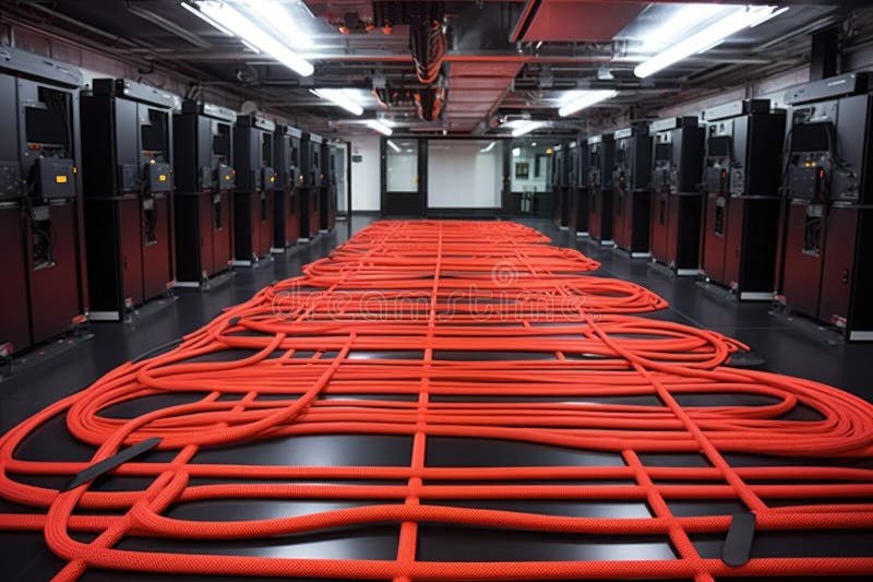 Data Center Floor with Cable Management System Stock Illustration ...