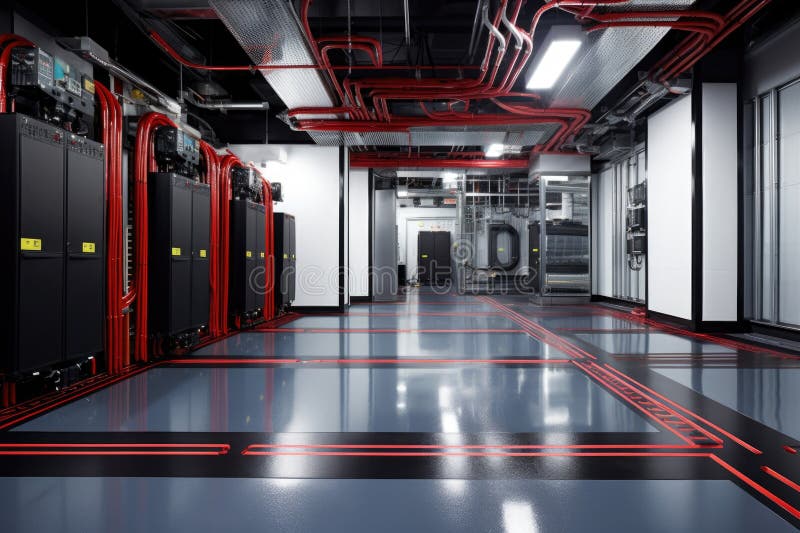 Data Center Floor with Cable Management System Stock Illustration ...