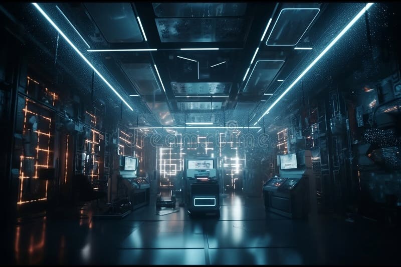 Data Center of the Future with Monitors. Generative AI. Stock ...