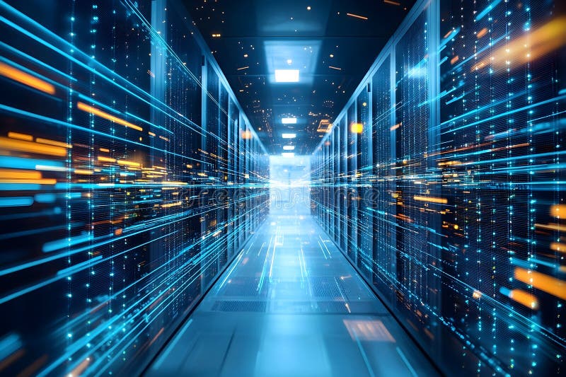 AI-Generated Data Center stock illustration. Illustration of server ...