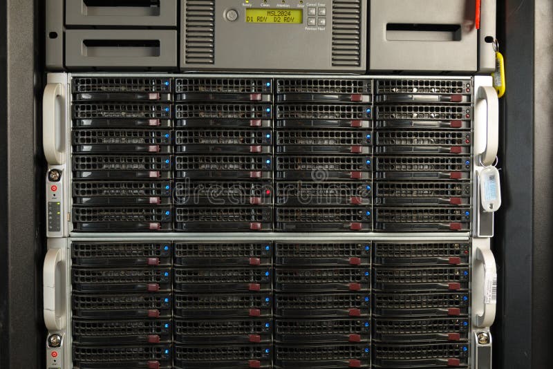 Data Center with Hard Drives Stock Image - Image of cable, center: 91336367