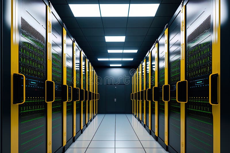 The Data Center Has a Room with Rows of Server Hardware Stock ...