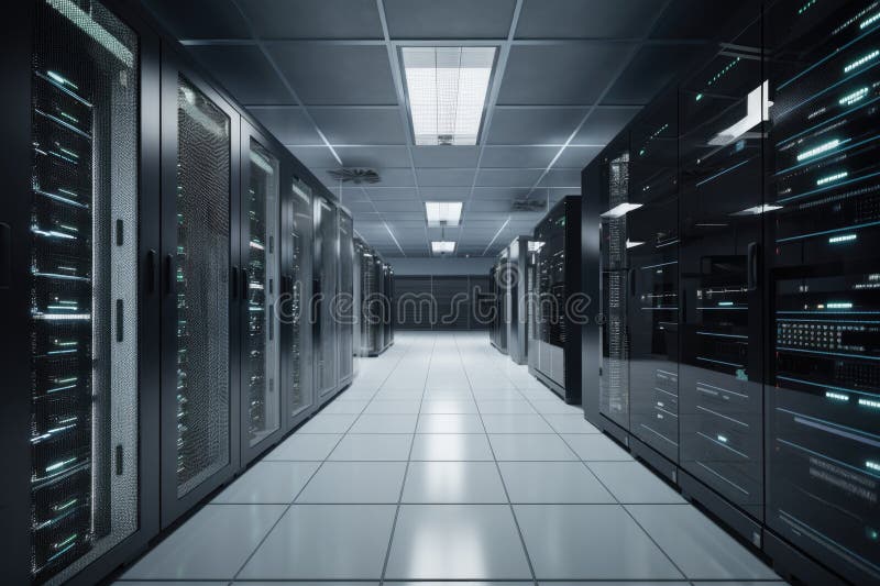 Data Center with High-tech Equipment, Including Servers and Other ...