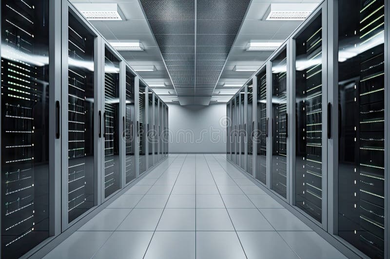 Data Center with High-tech Security Systems and Cameras To Protect the ...