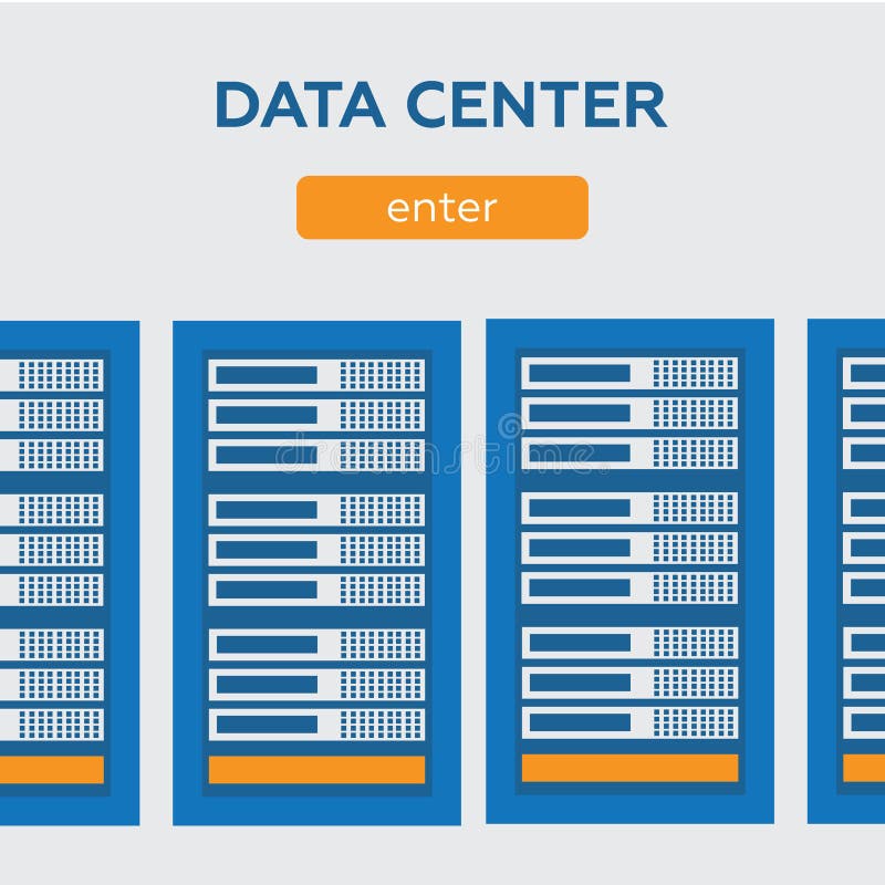 Data Center and Hosting Banners Set Stock Illustration - Illustration ...