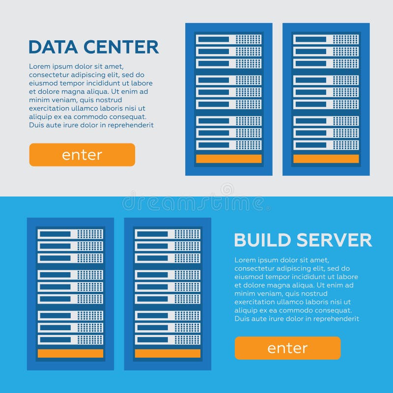 Data Center and Hosting Banners Set. Network Internet Database Stock ...