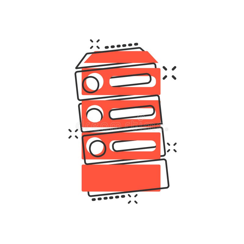 Data Center Icon in Comic Style. Server Vector Cartoon Illustration on ...