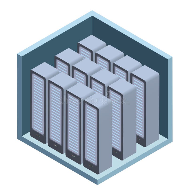 Data Center Icon, Server Room. Vector Illustration in Isometric ... Data Center Icon, Server Room. Vector Illustration in Isometric ...